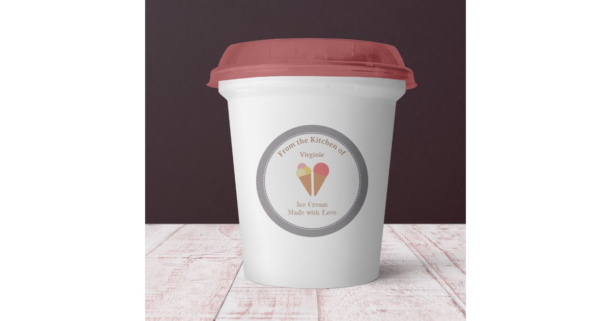Rustic Ice Cream Label Sticker | Zazzle