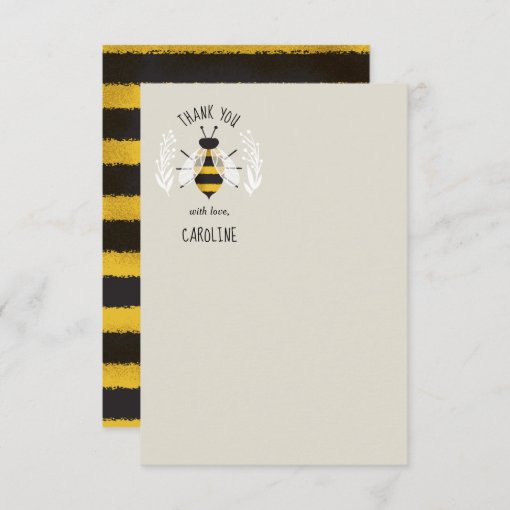 Rustic Illustrated Bee Flat Thank You Note Card | Zazzle