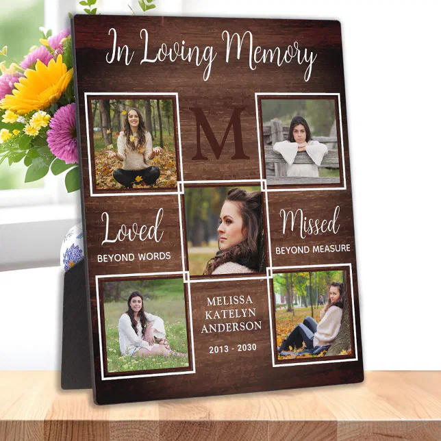 Rustic In Loving Memory Keepsake Photo Memorial Plaque | Zazzle