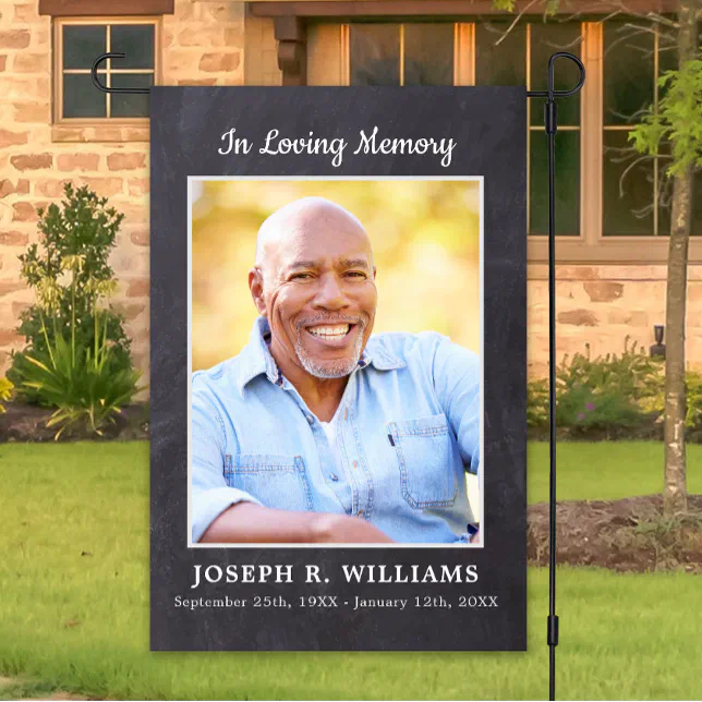 Rustic In Loving Memory Memorial Photo Cemetery Garden Flag | Zazzle