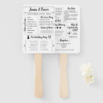 Rustic Infographic Fun Program Hand Fan | Zazzle