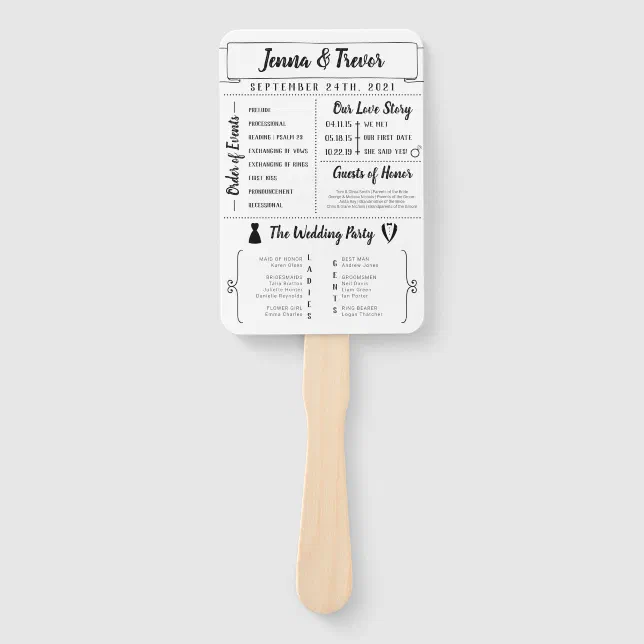 Rustic Infographic Fun Program Hand Fan | Zazzle