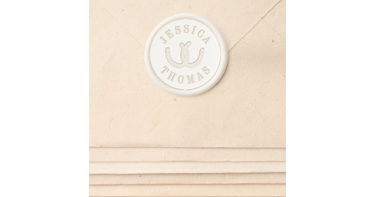 Rustic Interlocking Horseshoes Wedding Wax Seal Sticker | Zazzle
