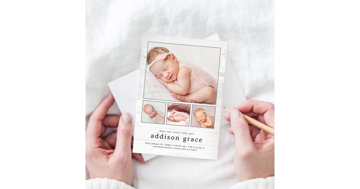 Rustic Introduction Baby Birth Announcement | Zazzle