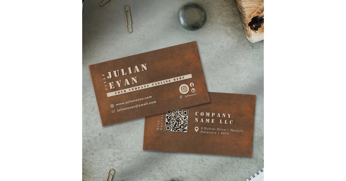 Rustic Iron Bold Stencil Metal Typography Business Card | Zazzle