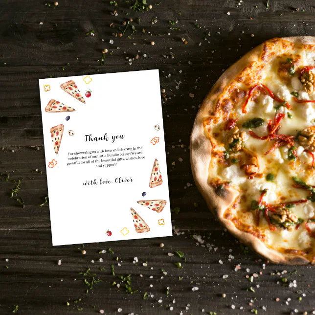 Rustic Italian Slice Pizza Baby Shower Thank You Card | Zazzle