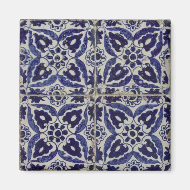 Rustic Italian Tiles Azulejo Blue White Geometric Magnet | Zazzle