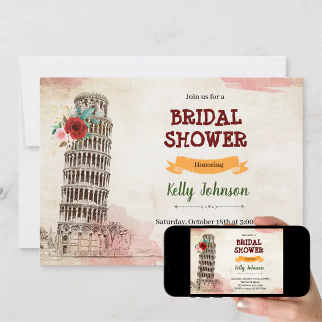 Rustic italy bridal shower theme invitation | Zazzle