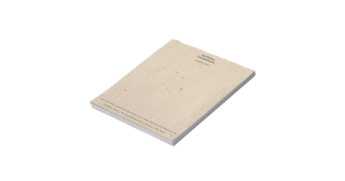 Rustic Ivory Paper Minimalist Business Corporate Notepad | Zazzle