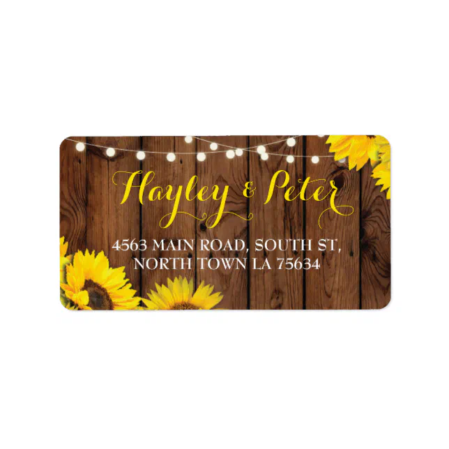 Rustic Jar Sunflower Wood Address Labels Stickers | Zazzle