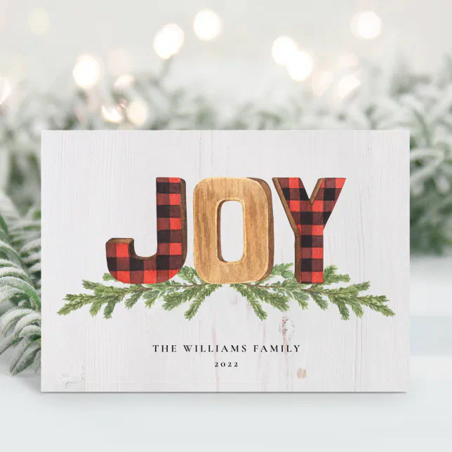 Rustic Joy Christmas Non-Photo Holiday Card | Zazzle