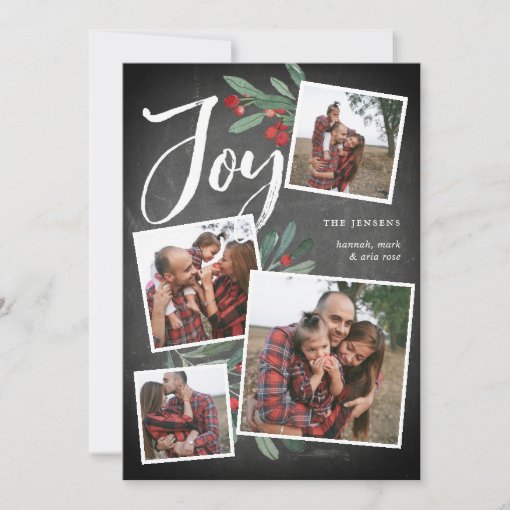 Rustic Joy | Christmas Photo Collage Holiday Card | Zazzle