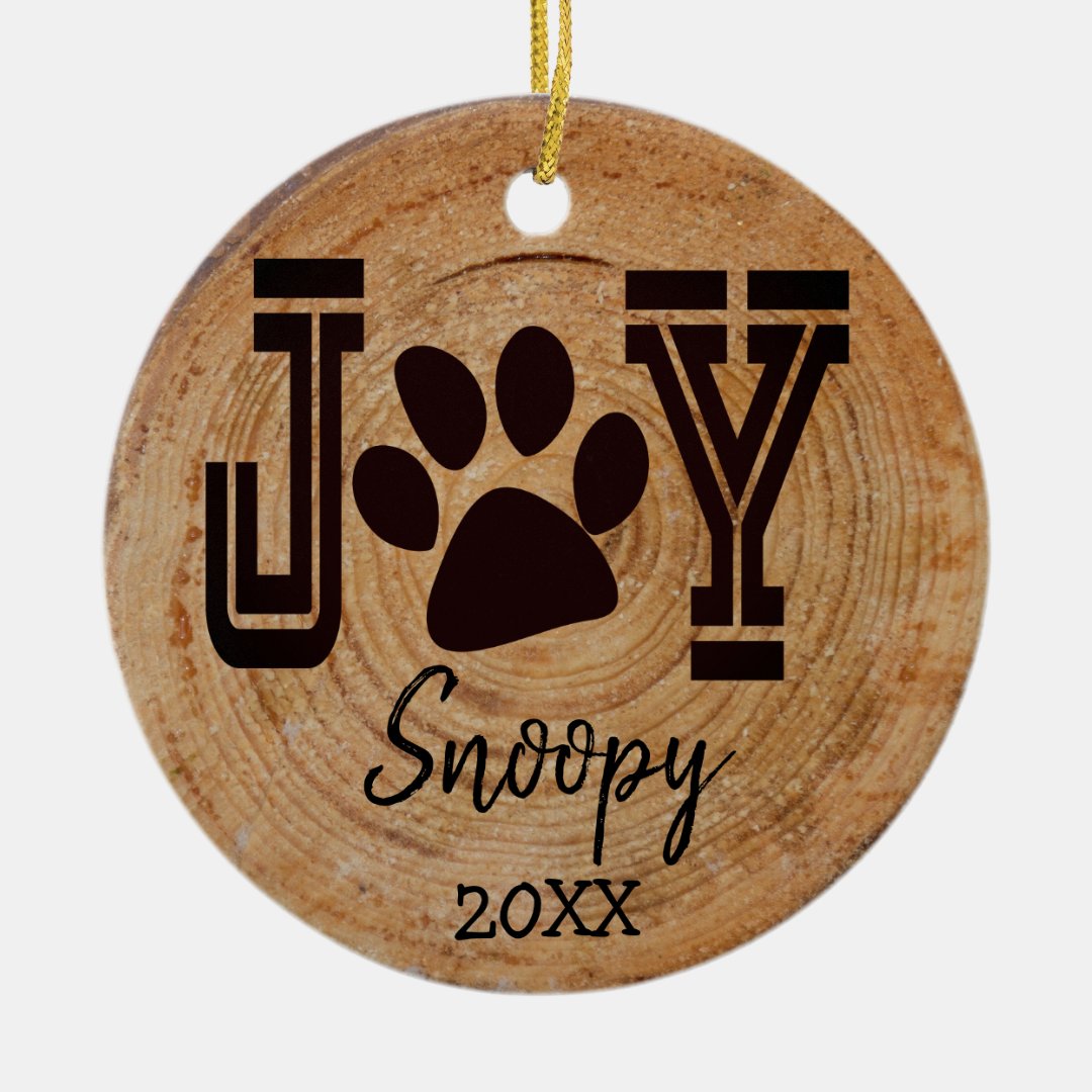Rustic - Joy Paw Animal Print Ceramic Ornament | Zazzle
