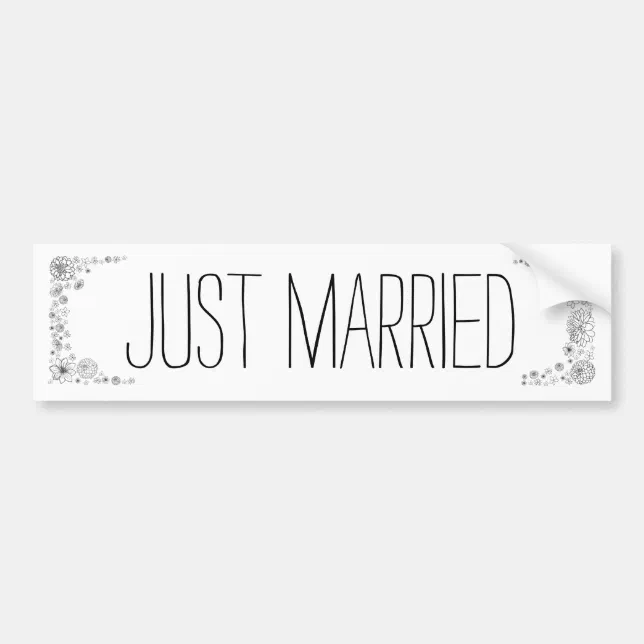 Rustic Just Married bumper sticker | Zazzle