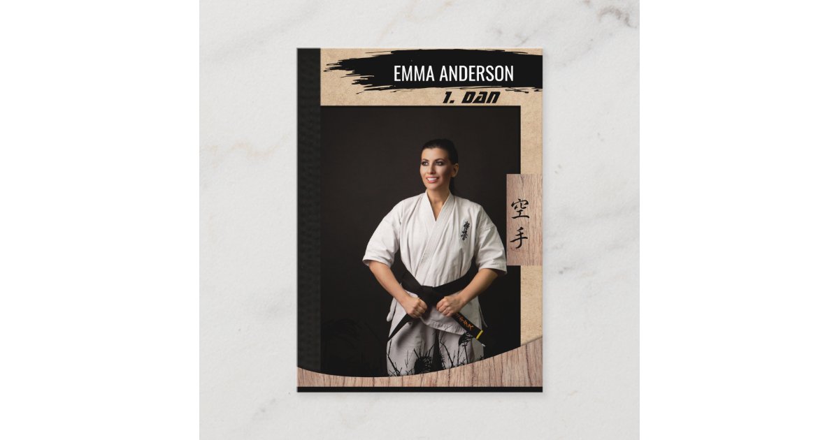 Rustic Karate Black Belt Wood Trading Card | Zazzle
