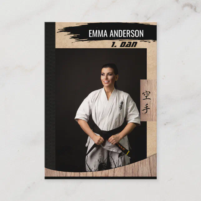 Rustic Karate Black Belt Wood Trading Card | Zazzle