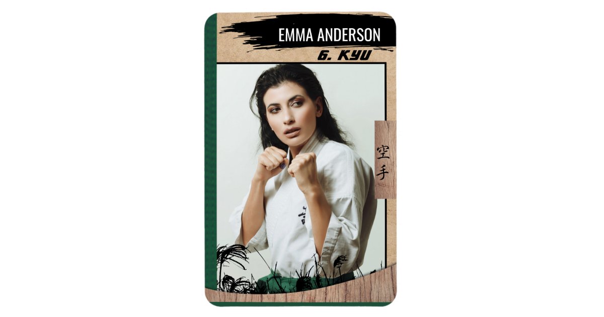 Rustic Karate Green Belt Wood Trading Card Magnet | Zazzle