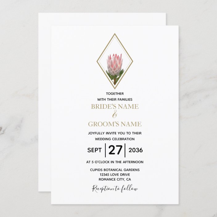 Rustic King Protea Wedding Invitations | Zazzle.com