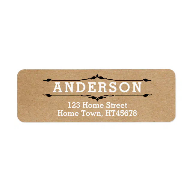 Rustic Kraft Block Letter Ornament Return Address Label | Zazzle