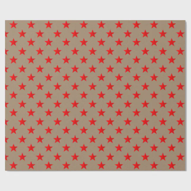 Rustic Kraft Bright Red Stars Wrapping Paper | Zazzle