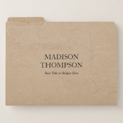 Rustic Kraft Brown Paper Simple Professional File Folder | Zazzle