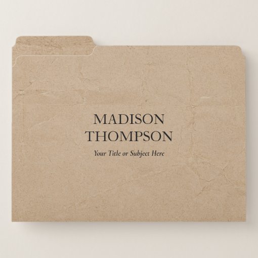 Rustic Kraft Brown Paper Simple Professional File Folder | Zazzle