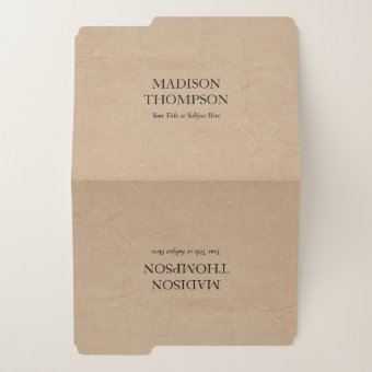 Rustic Kraft Brown Paper Simple Professional File Folder | Zazzle