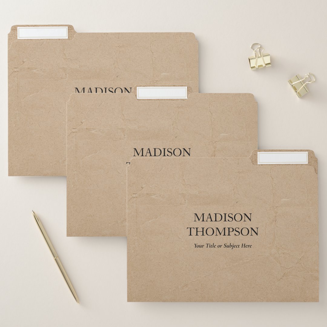 Rustic Kraft Brown Paper Simple Professional File Folder | Zazzle