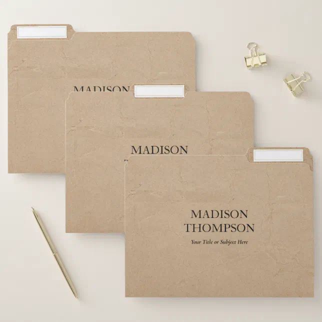 Rustic Kraft Brown Paper Simple Professional File Folder | Zazzle