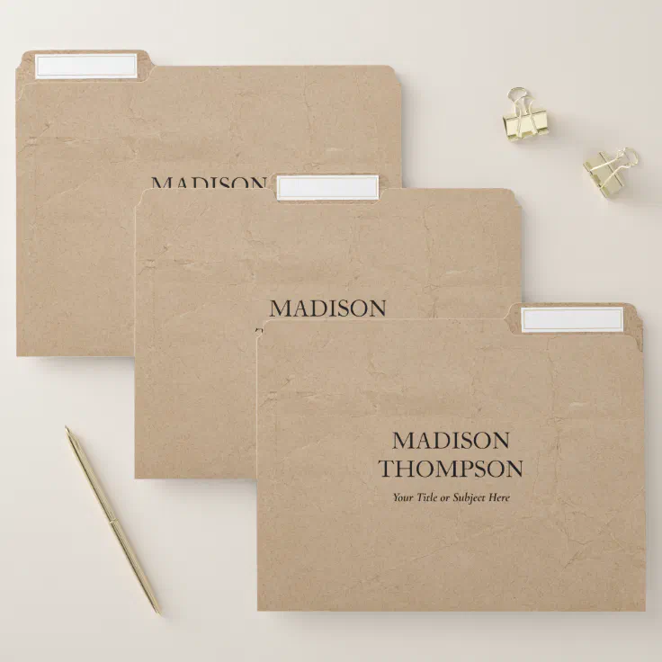 Rustic Kraft Brown Paper Simple Professional File Folder | Zazzle