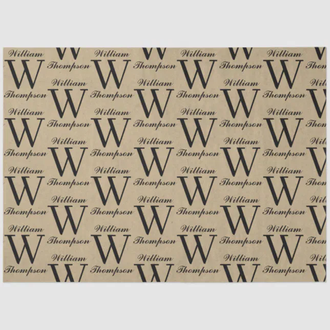 Rustic Kraft Brown Script Calligraphy Monogram Tissue Paper | Zazzle