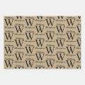 Rustic Kraft Brown Script Calligraphy Monogram Wrapping Paper Sheets ...