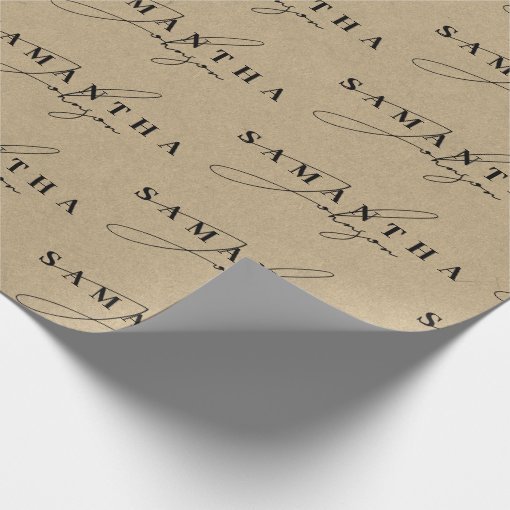 Rustic Kraft Brown Signature Script Wrapping Paper | Zazzle