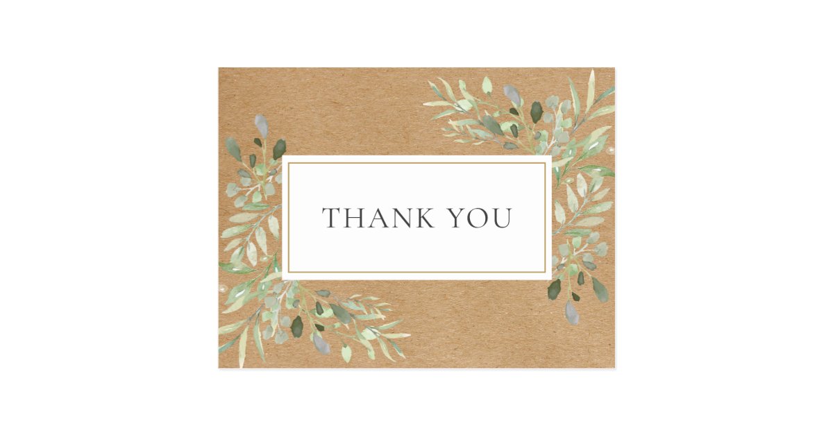 Rustic Kraft Business Thank You Spring Leaves Postcard | Zazzle.com