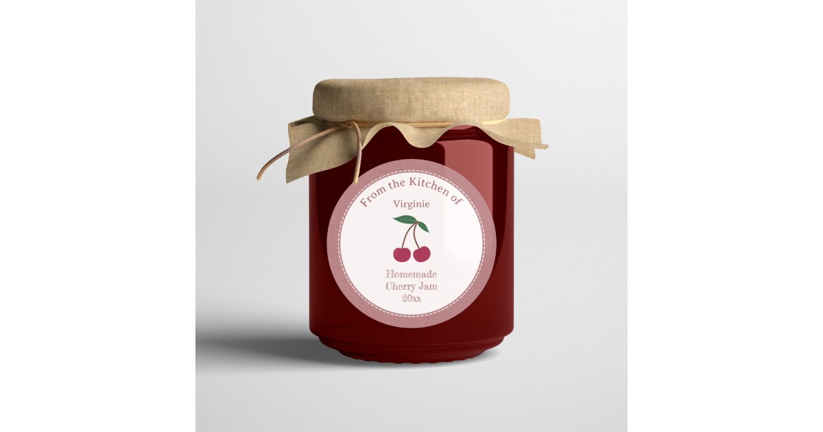 Rustic & Kraft Cherry Jam Label Sticker | Zazzle