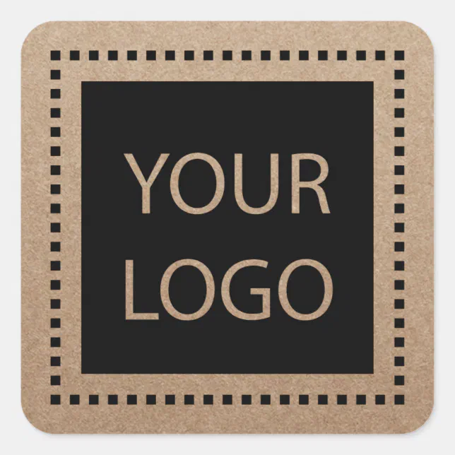 Rustic Kraft Custom Logo Minimalist Square Sticker | Zazzle