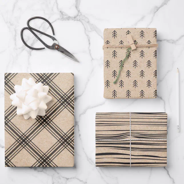 Rustic Kraft Farmhouse holiday wrapping paper | Zazzle
