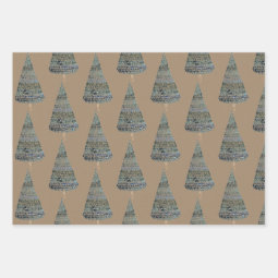 Rustic Kraft Hand Painted Pine & Spruce Trees Wrapping Paper Sheets ...