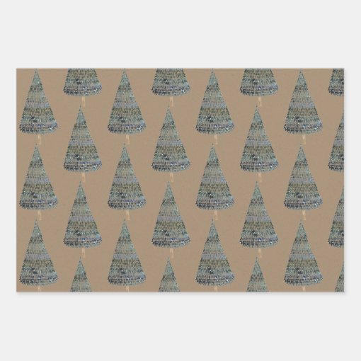 Rustic Kraft Hand Painted Pine & Spruce Trees Wrapping Paper Sheets ...