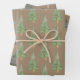 Rustic Kraft Hand Painted Pine & Spruce Trees Wrapping Paper Sheets ...