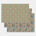 Rustic Kraft Hand Painted Pine & Spruce Trees Wrapping Paper Sheets ...