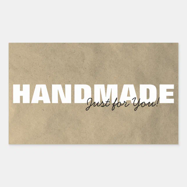 Rustic Kraft Handmade Just for You Business/Gift Rectangular Sticker ...