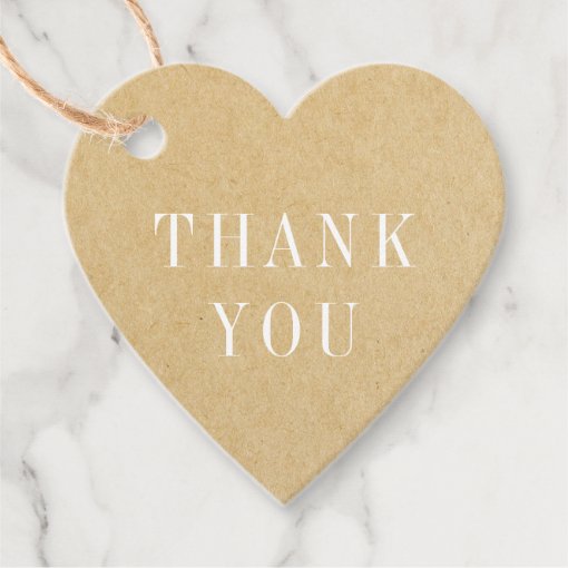 Rustic Kraft Heart Shaped Thank You Favor Tags Zazzle