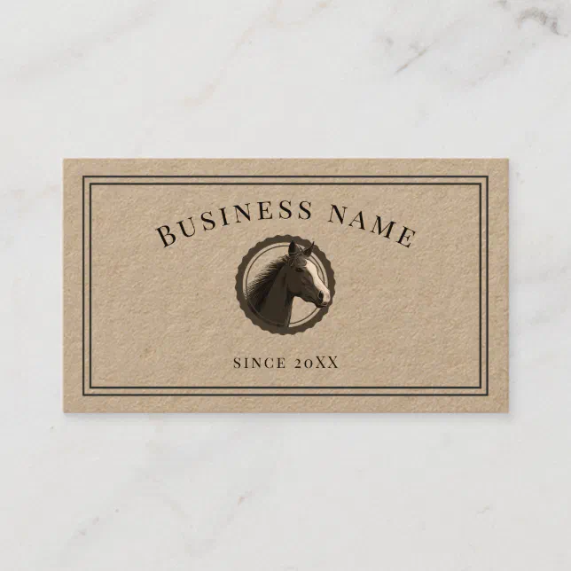 Rustic kraft horse ranch riding trainer business card | Zazzle