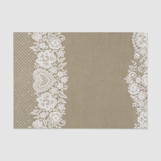 Rustic Kraft & Lace Farmhouse Barn Chic Tissue Paper | Zazzle
