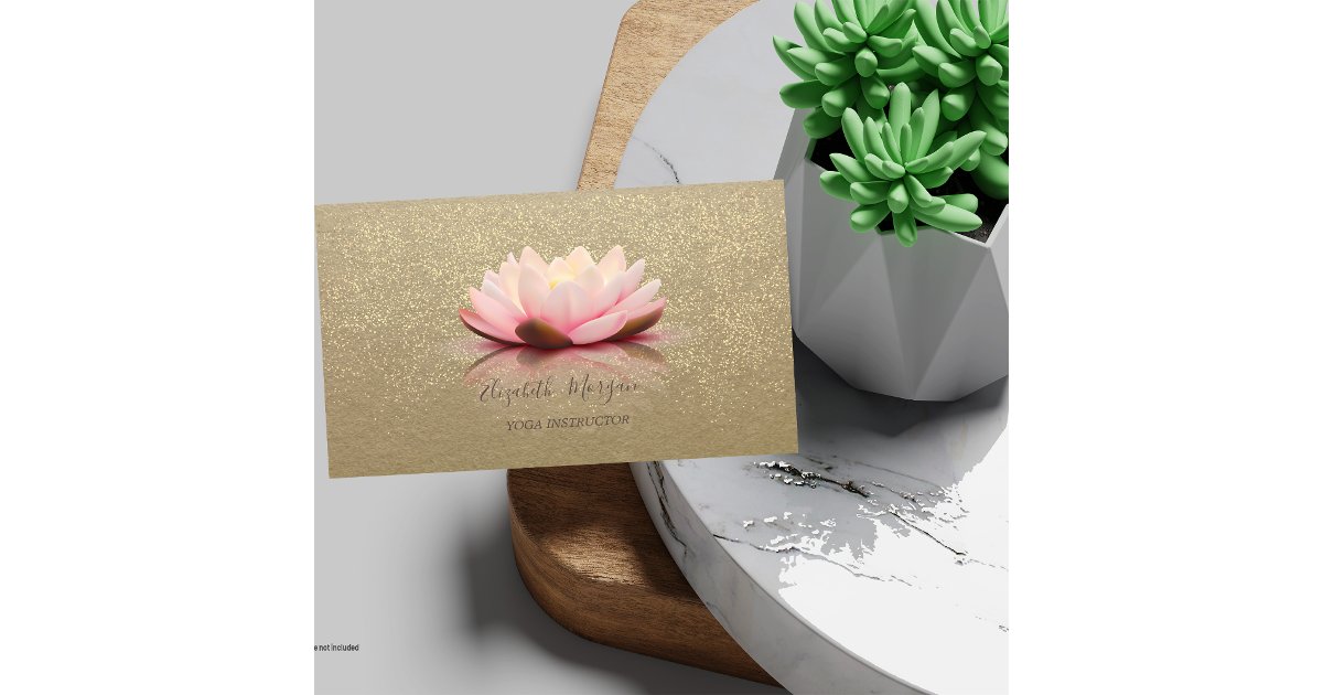 Rustic Kraft,Lotus,Gold Confetti Lotus Business Card | Zazzle