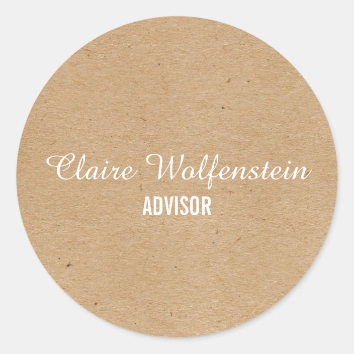 Rustic Kraft Minimalist Business Classic Round Sticker | Zazzle.com