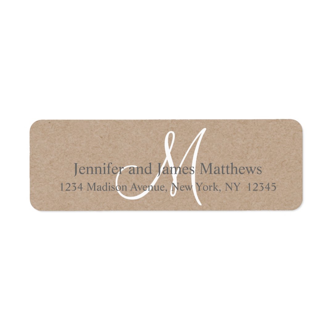 Rustic Kraft Monogram for Weddings Label | Zazzle