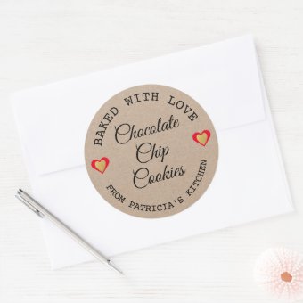 Rustic Kraft Paper Baked With Love Homemade Cookie Classic Round ...