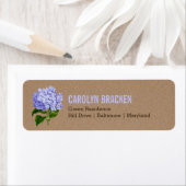 Rustic Kraft Paper Blue Hydrangea Floral Wedding Label | Zazzle